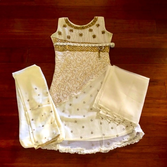 Salwars | Bollywood Indian Dress Cream Salwar Suit Gold Embroidery ...